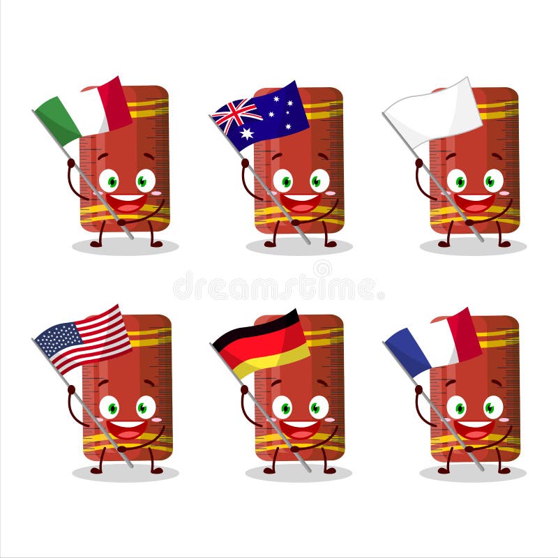 Red Ruler Cartoon Character Bring the Flags of Various Countries Stock ...