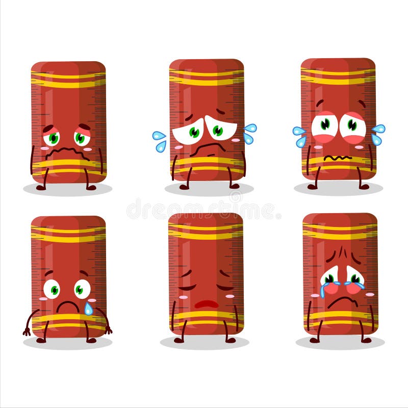 Red Ruler Cartoon Character with Sad Expression Stock Vector ...