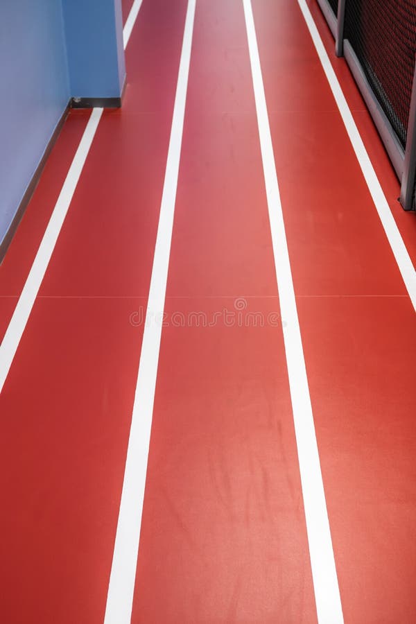 Red Running Track in Children Indoor Activity Park Stock Image - Image ...