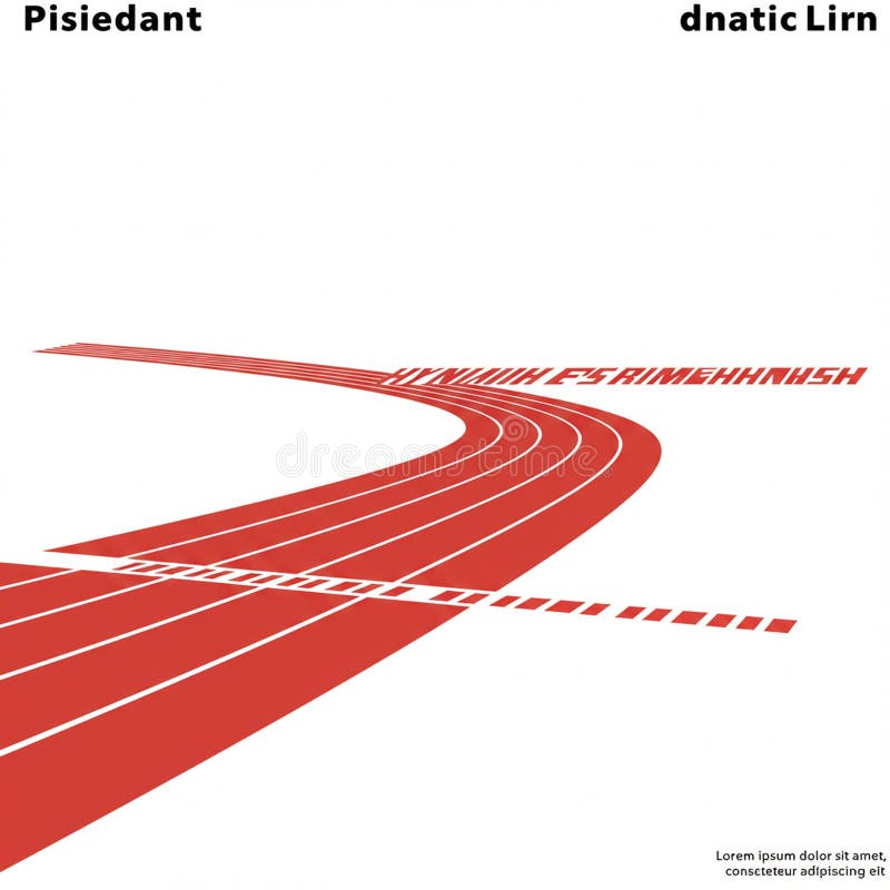 Red Running Track Curves Across a White Background, Featuring Multiple ...