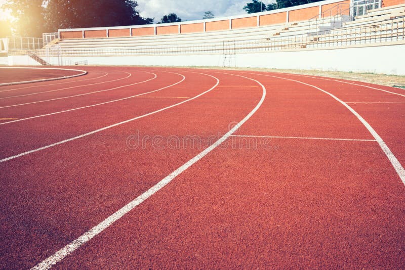 Red running track stock photo. Image of school, contemporary - 180736648