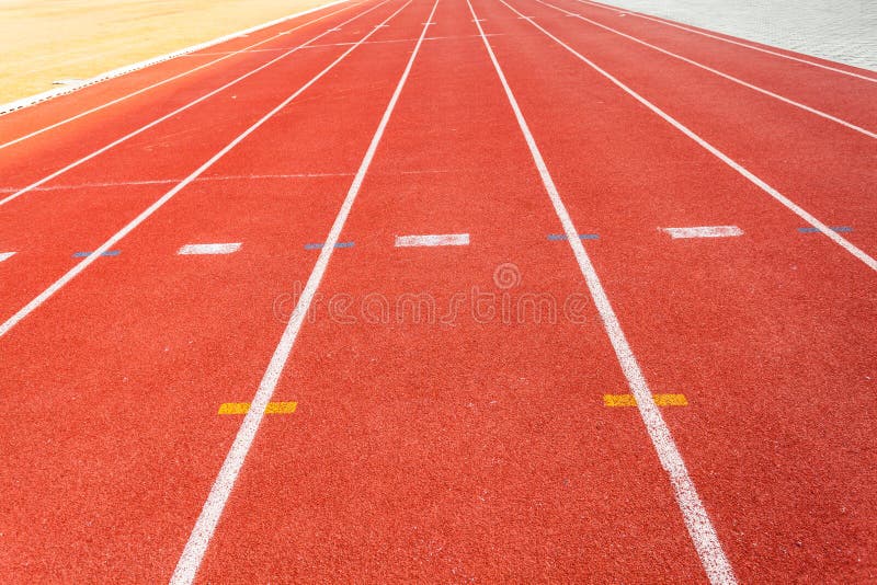 Red Running Track and Blue Sky Stock Image - Image of exercise, compete ...