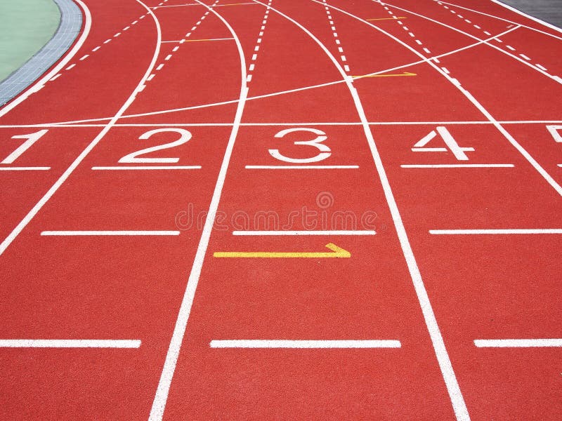 Red running track stock image. Image of victory, race - 123267957