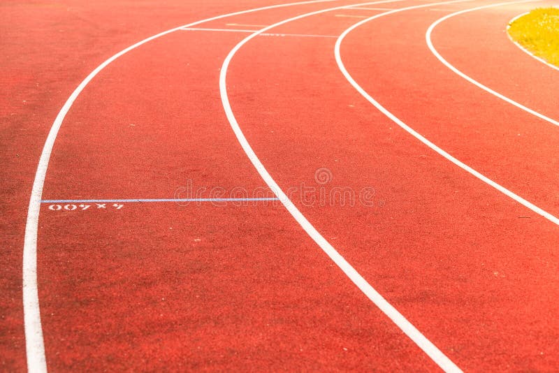 Red Running Track in Stadium Stock Image - Image of fast, empty: 171335623