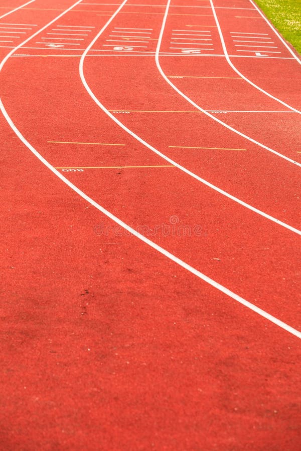 Red Running Track in Stadium. Stock Image - Image of track, running ...