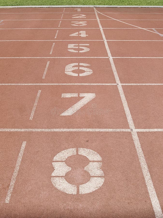 Red Running Track in Stadium at Starting Point Stock Photo - Image of ... Red Running Track in Stadium at Starting Point Stock Photo - Image of ...