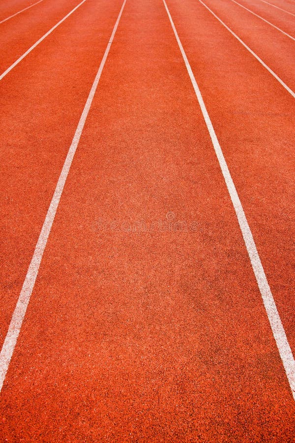 Red Running Track in the Stadium Stock Image - Image of starting ...