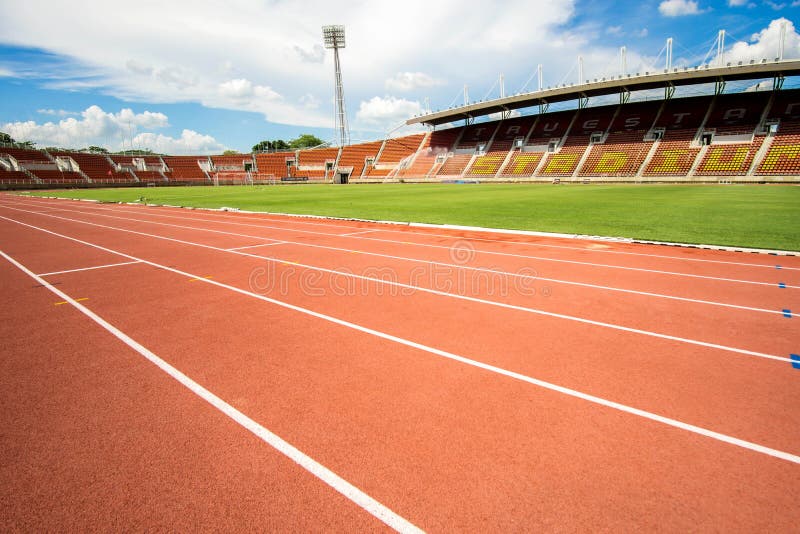 Red Running Track Start Point in Athletic Stadium from Bangkok Stock ...