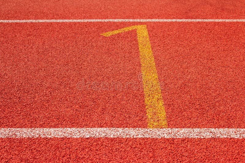 Red Running Track Synthetic Rubber on the Athletic Stadium Stock Photo ...