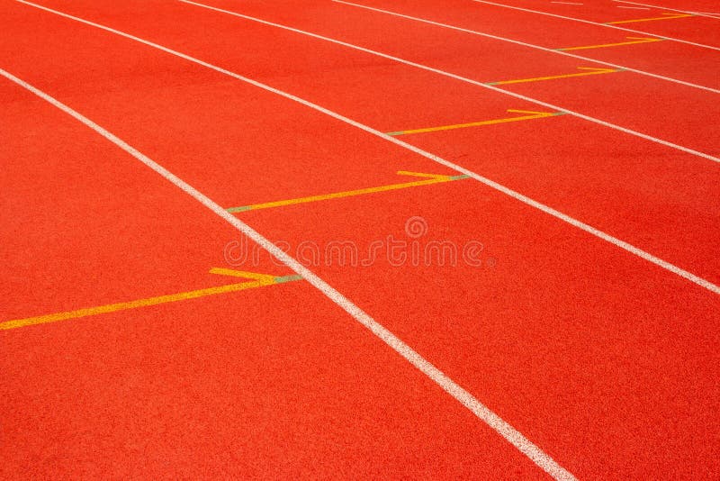 Red Running Track Synthetic Rubber on the Athletic Stadium Stock Image ...