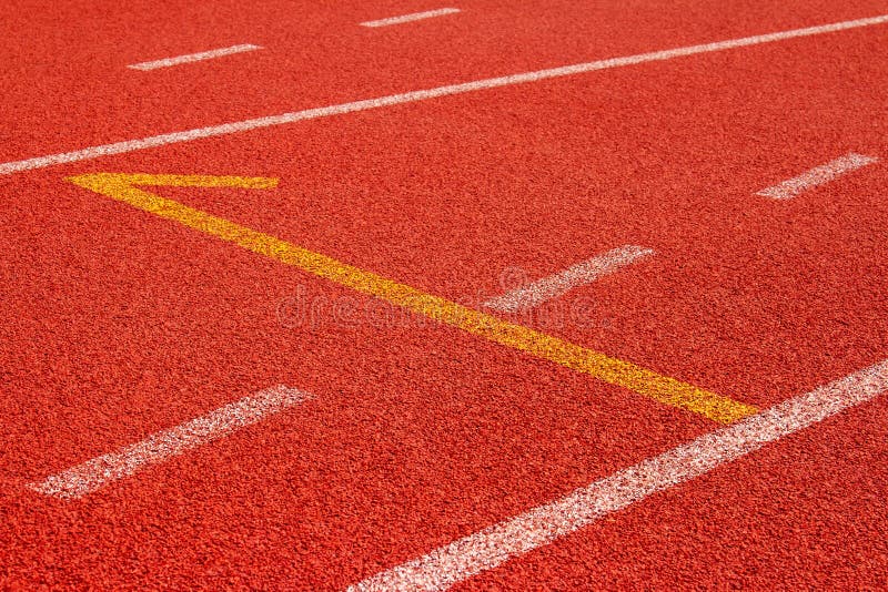 Red Running Track Synthetic Rubber on the Athletic Stadium Stock Photo ...