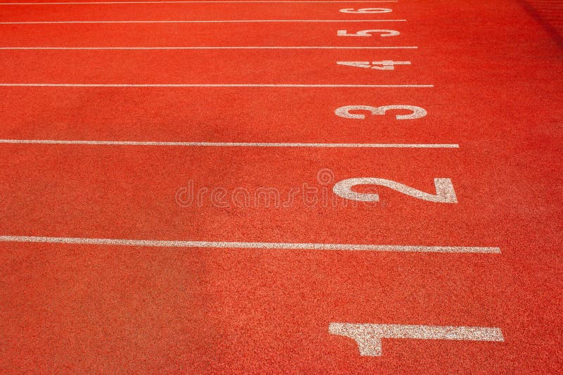 Red Running Track Synthetic Rubber on the Athletic Stadium. Stock Image ...