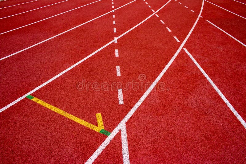 Red Running Track Synthetic Rubber on the Athletic Stadium. Stock Photo ...