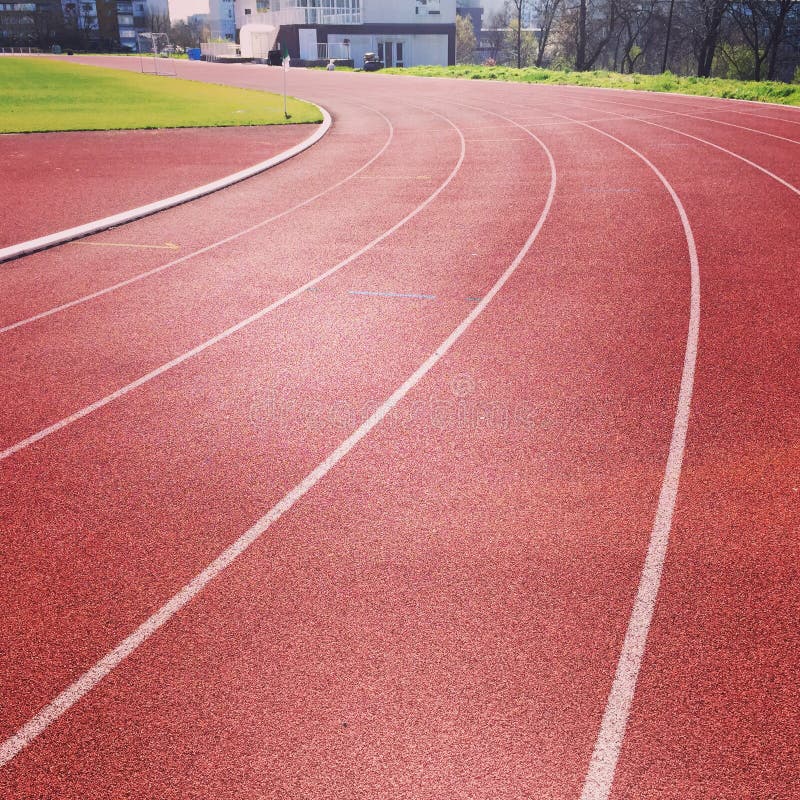 Red running track stock image. Image of running, jogging - 52633997