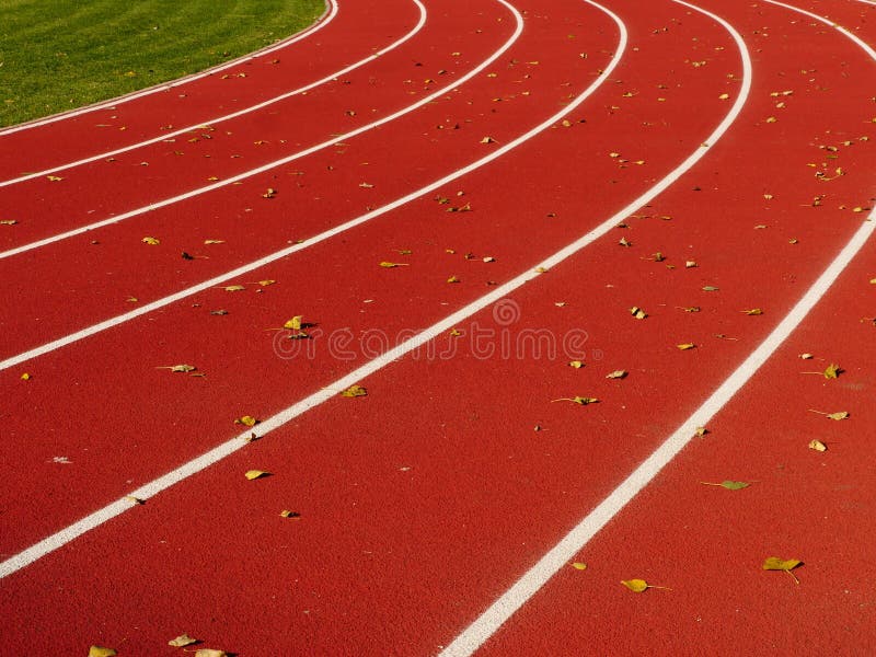 Red Running Track with White Lines Stock Photo - Image of school ...