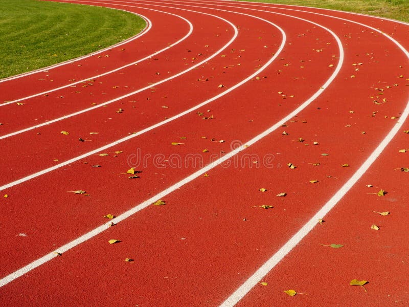 Red Running Track with White Lines Stock Photo - Image of competitor ...