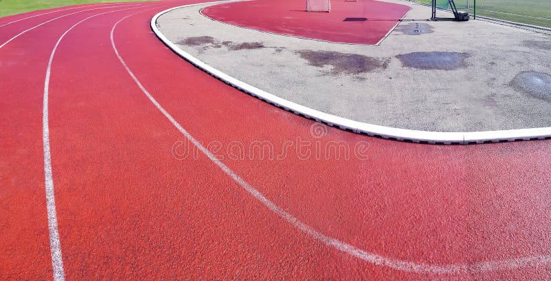 Red Running Tracks after the Rain on Stadium Stock Photo - Image of ...