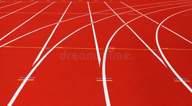 Red running tracks. stock photo. Image of sport, race - 67165180