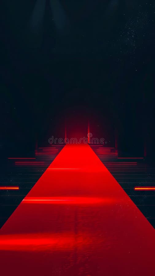 A Red Runway with Lights and a Dark Background Stock Image - Image of ...