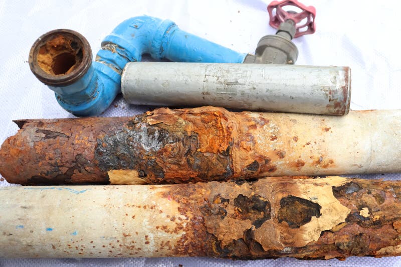Red rust on the old pipe stock image. Image of damaged - 220049681