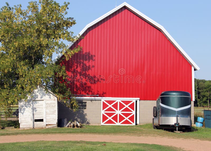 Rustic Barn Interior with Hay Bales and String Lights Stock Photo ...