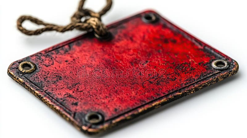 Red Rustic Tag, Twine, White Background, Blank Space, Design Element ...