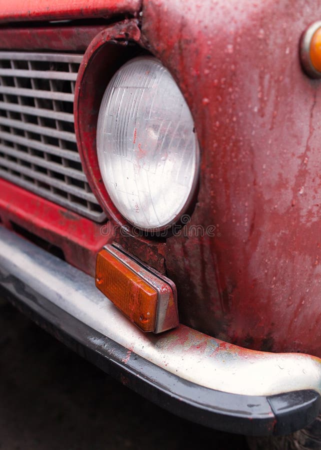 Red rusty car stock photo. Image of closeup, fragment - 49063442