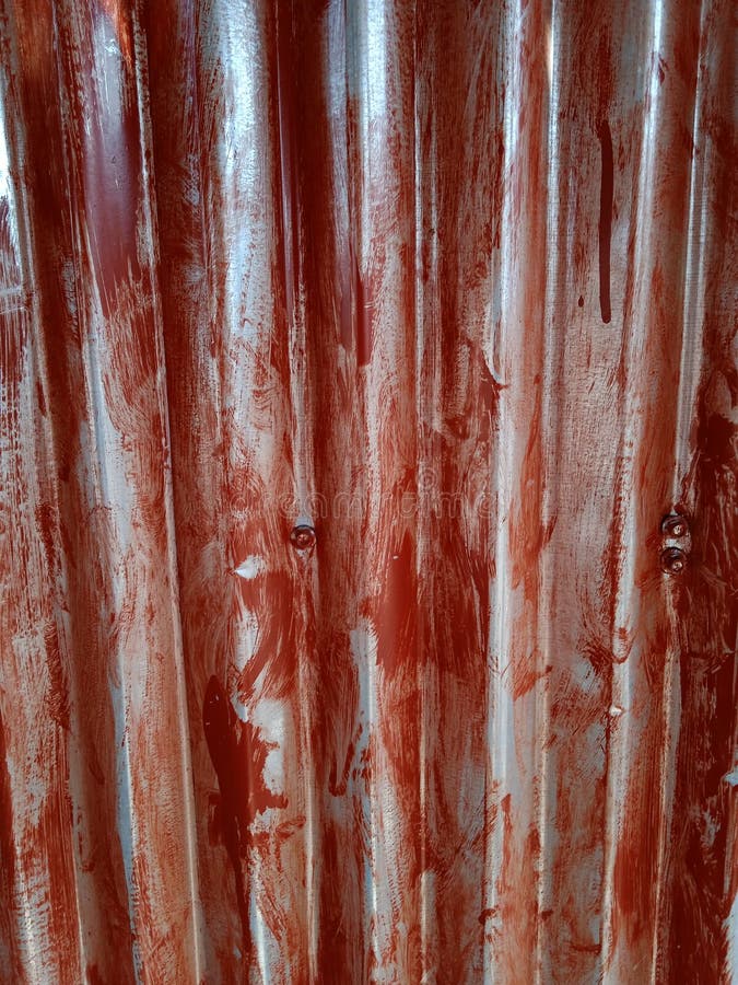 Red Rusty Corrugated Iron Metal Wall. Stock Photo - Image of floor ...