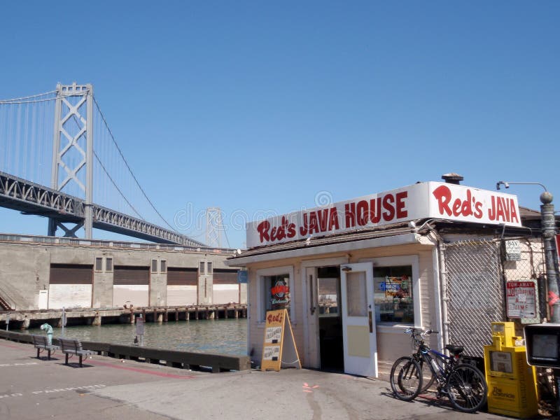 Red`s Java House and Bay Bridge in the Day Editorial Image - Image of ...