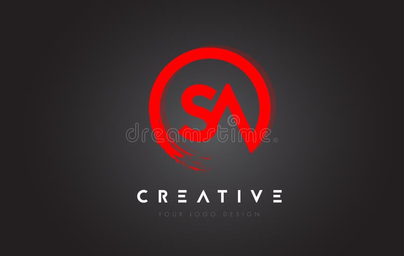 Red SA Circular Letter Logo with Circle Brush Design and Black ...