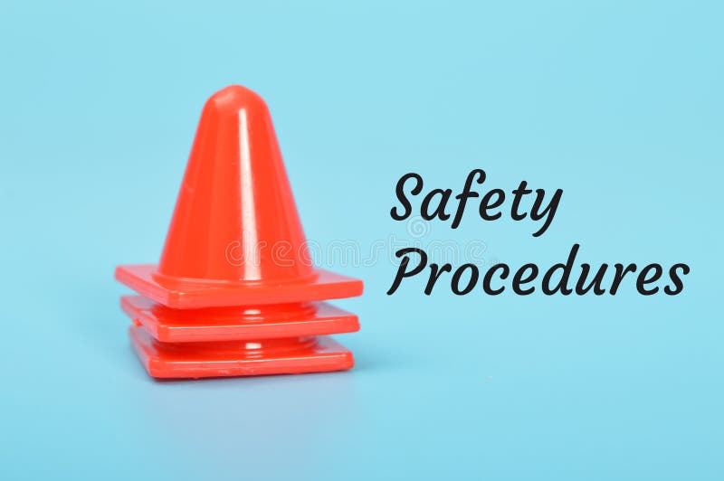 Red Safety Cones with Text SAFETY PROCEDURES Stock Photo - Image of ...