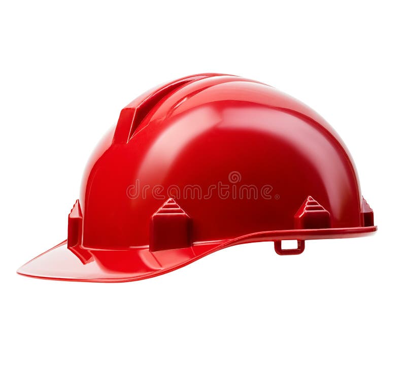 Red Safety Helmet Close-up Isolated on a White Background. Stock Image ...