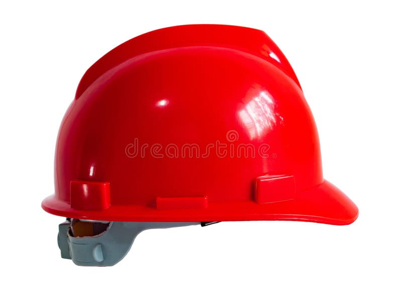 Red Safety Helmet Isolated on White Background Stock Image - Image of ...