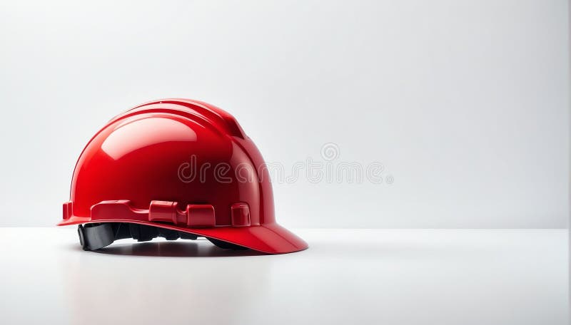 Red Safety Helmet on Plain White Background with Ai Generated Stock ...