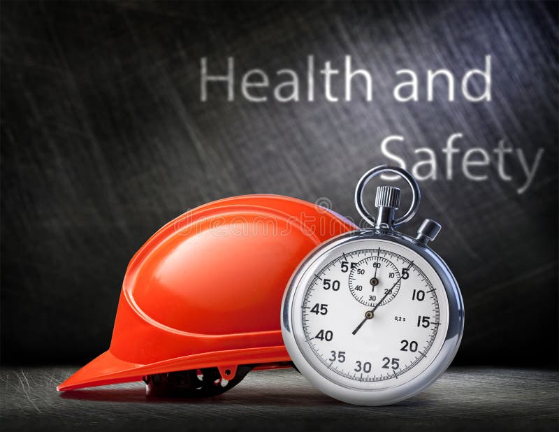 Red safety helmet on steel stock photo. Image of caution - 55281798