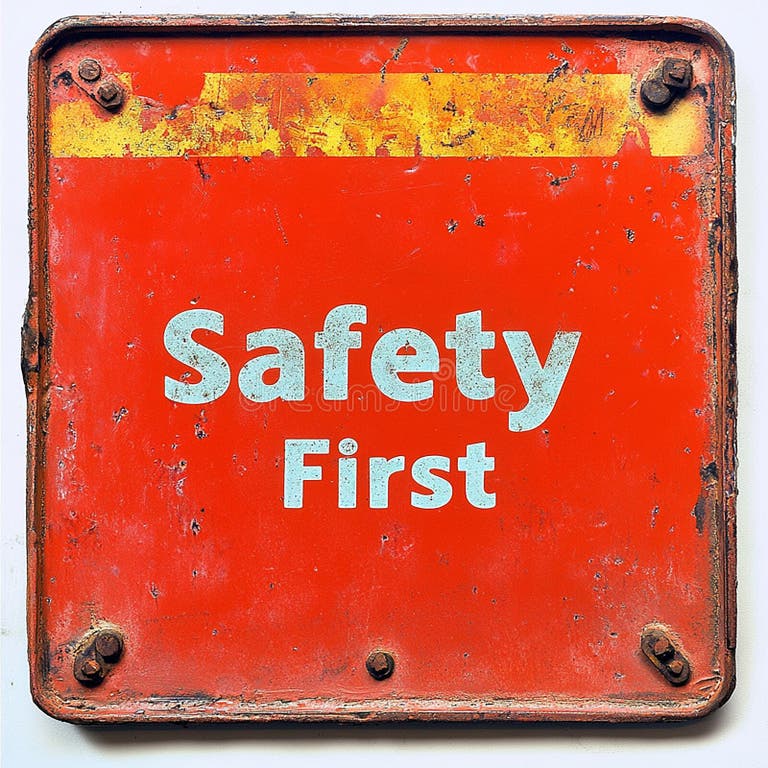 Red Safety Sign with "Safety First" Text Displayed Against Neutral ...