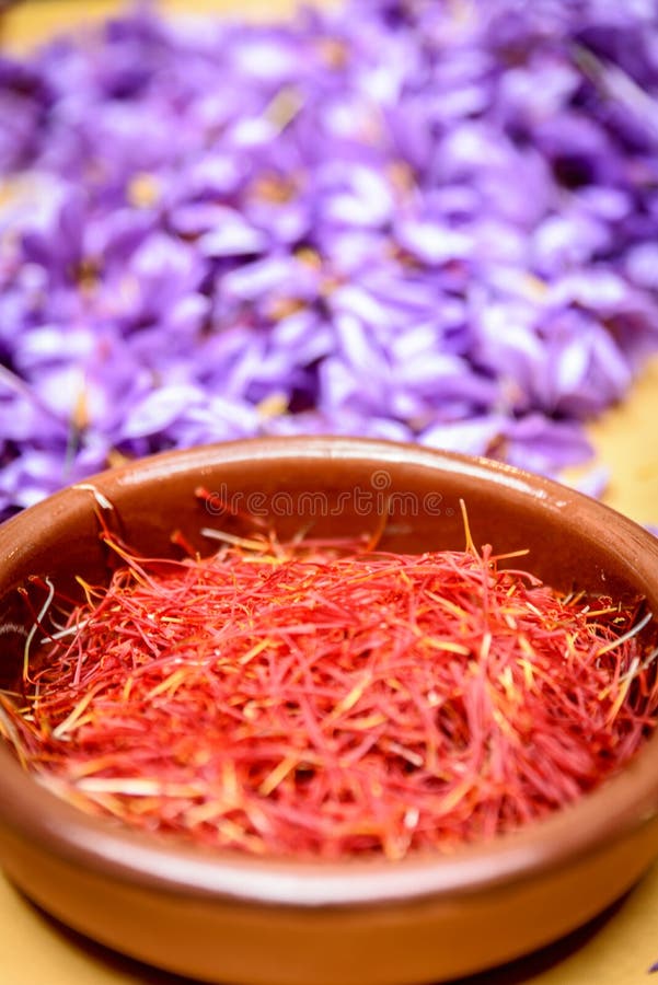 Red Saffron Strands Ready To Be Toasted Stock Image - Image of ...