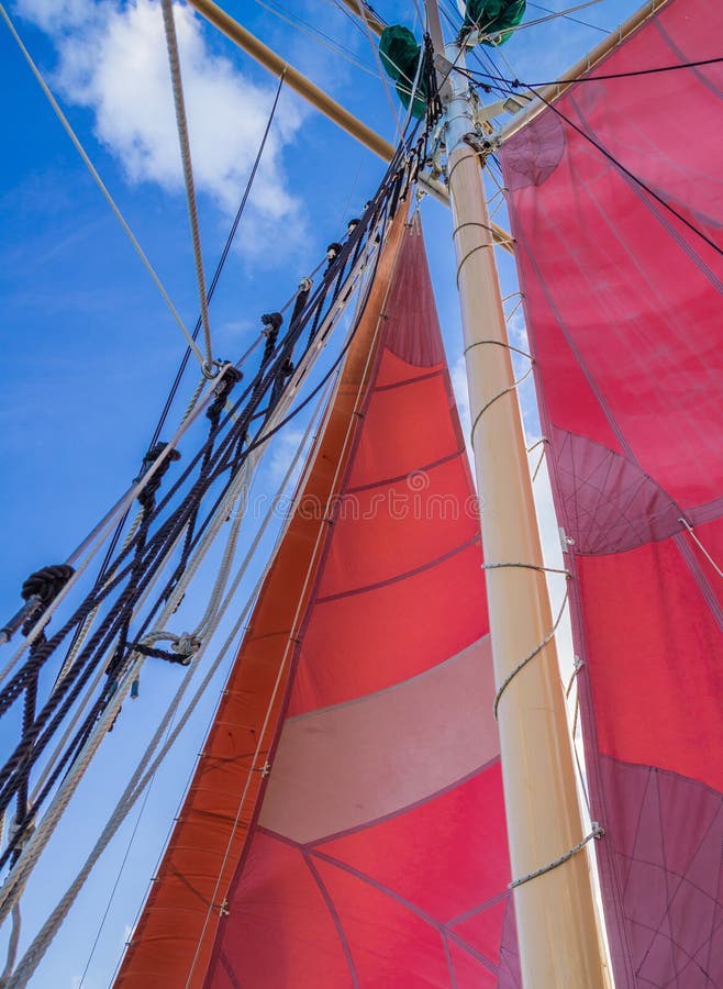 Red Sails and Rigging stock photo. Image of sailcloth - 48825456