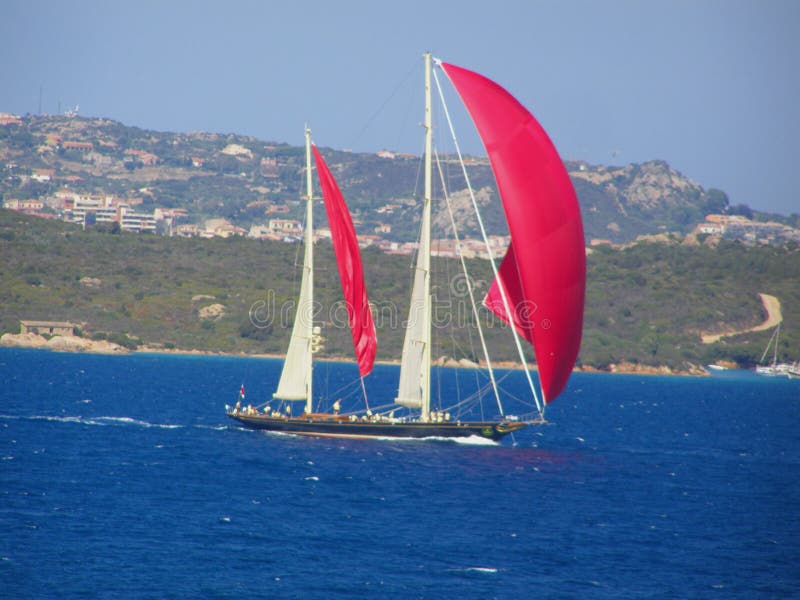 Red sails yacht stock image. Image of idyllc, daytime - 6062005