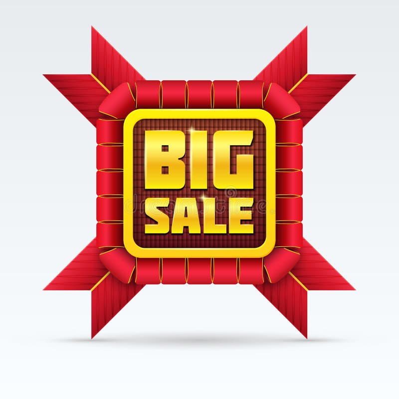 Red Sale Badge with Shadow on White Background. Stock Vector ...