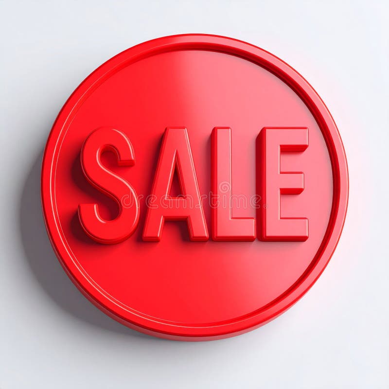 Red Sale Circle Sign on White Background Stock Illustration ...