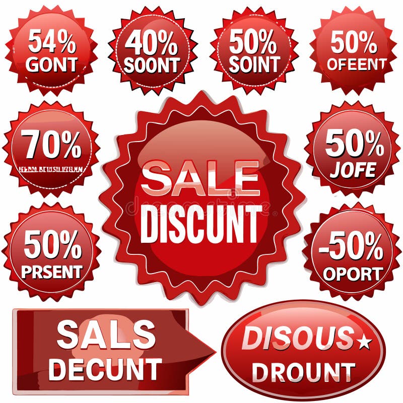 Red Sale Discount Labels and Badges Collection. (2 Stock Vector ...