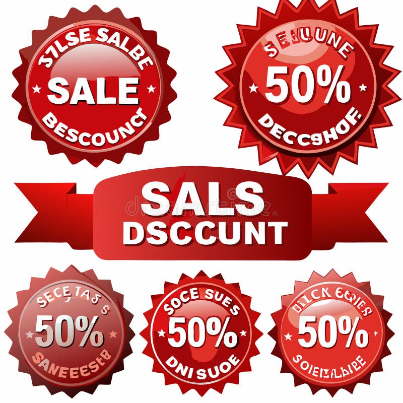 Red Sale Discount Labels and Ribbon Banner Stock Vector - Illustration ...