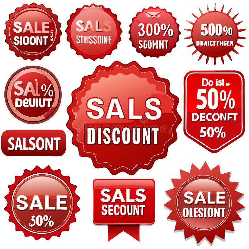 Red Sale Discount Labels and Tags Collection. (1 Stock Vector ...