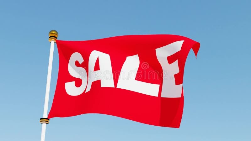 Red Sale Flag Waving in the Wind. Stock Video - Video of advertisement ...