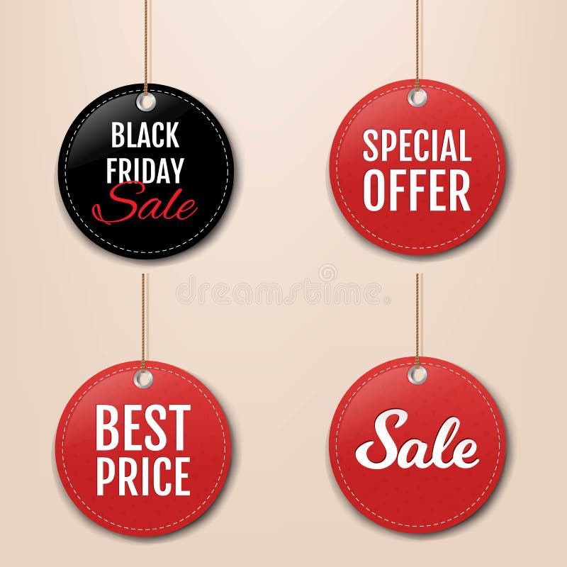 Red Sale Labels Big Set with Rope Stock Vector - Illustration of shop ...
