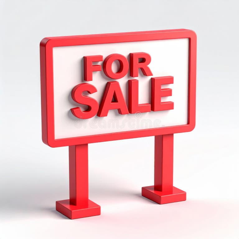 Red for Sale Sign 3D Render Stock Illustration - Illustration of sign ...
