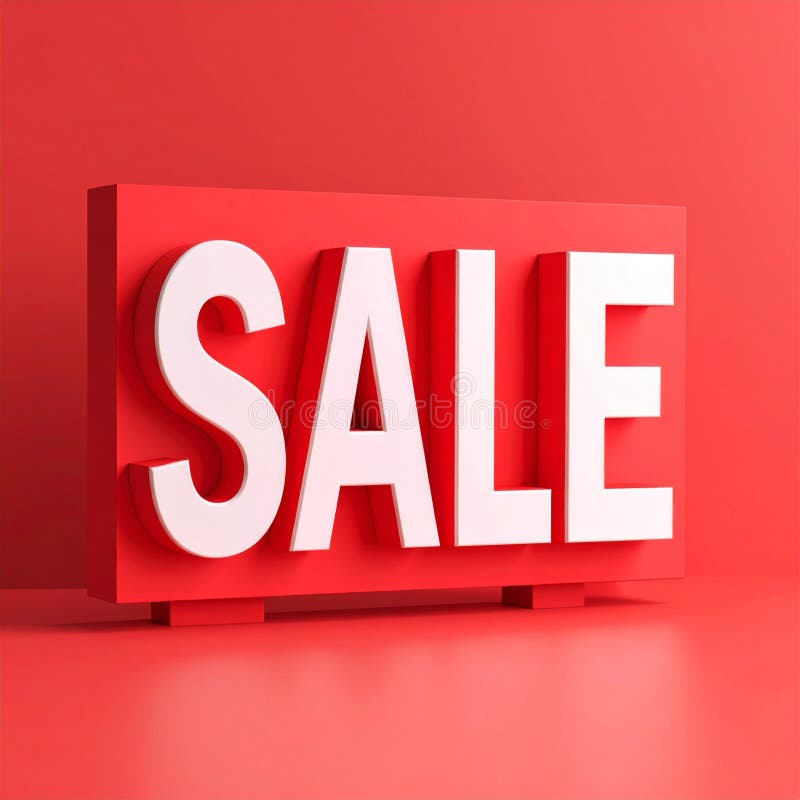 Red Sale Sign with White Letters on Red Background Stock Illustration ...