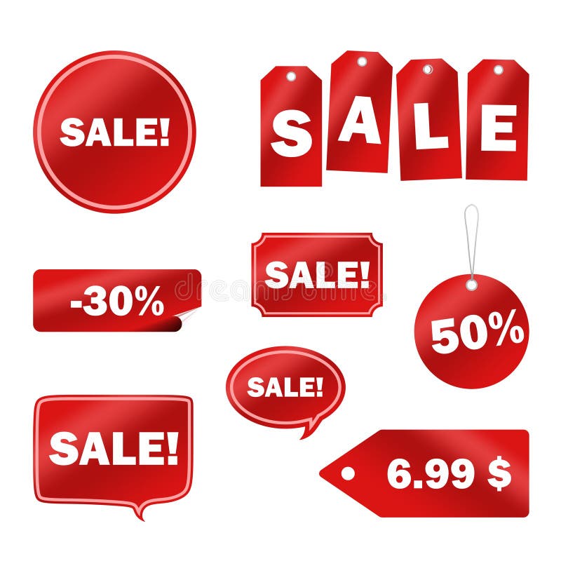 Red sale signs stock vector. Illustration of text, signs - 260105926