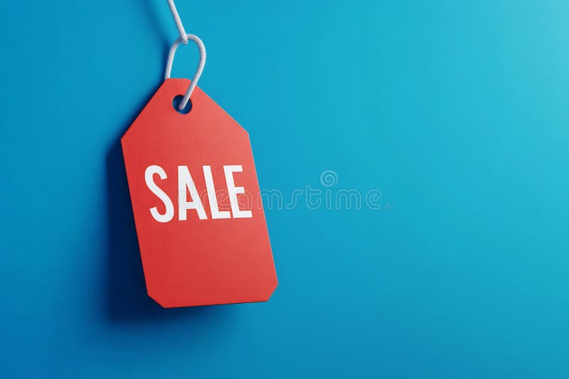 Promotional Sale Tag Displaying 50 Percent Off with Decorative Ribbon ...